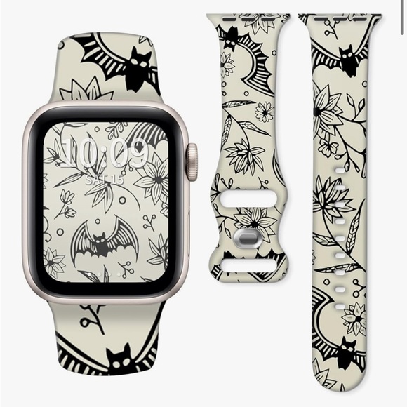 Apple | Accessories | Apple Watch Band With Black And Cream Bat Design ...